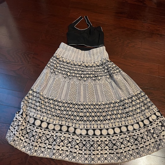 Lehengas | Black And White Lengha With Halter Blouse | Poshmark